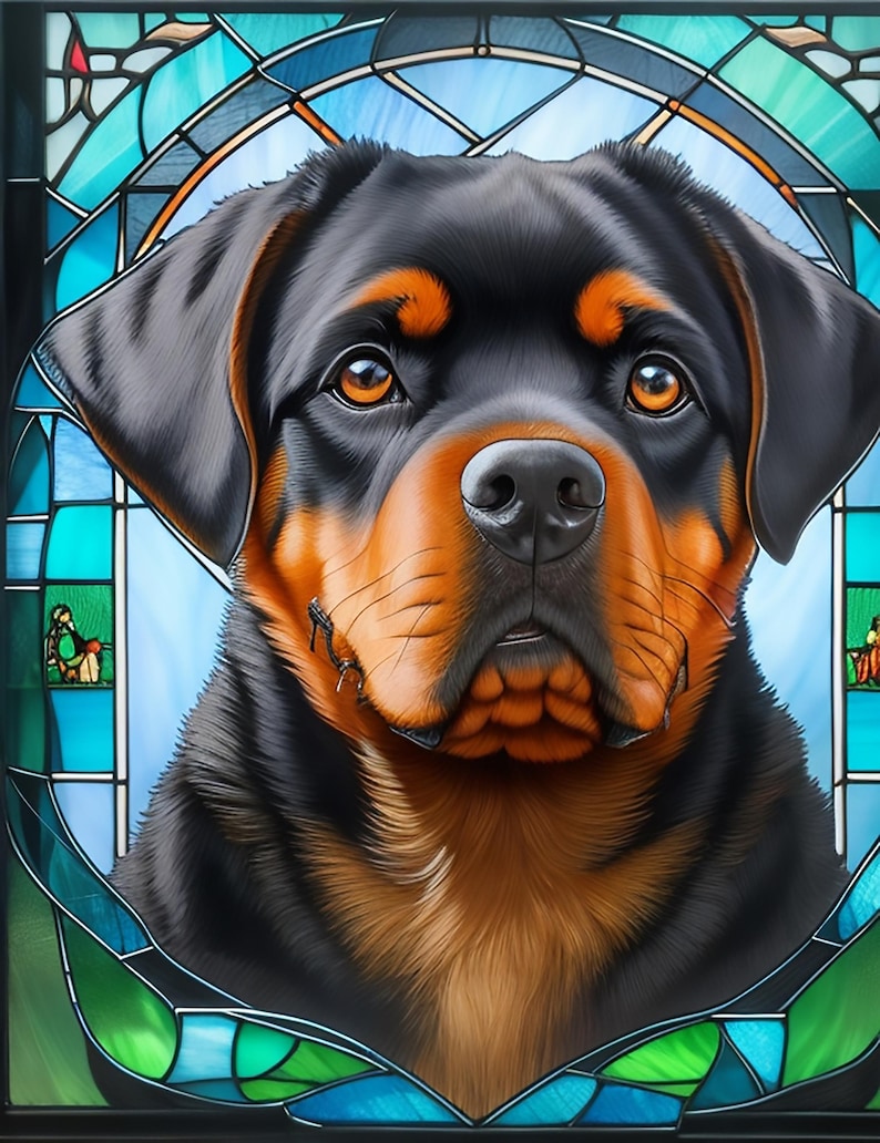Rottweiler Faux Stained Glass Window Metal Plaque, Rottweiler Plaque ...