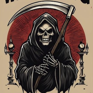 Warning Area Guarded by Grim Reaper Metal Sign, Grim Reapersign, Grim ...