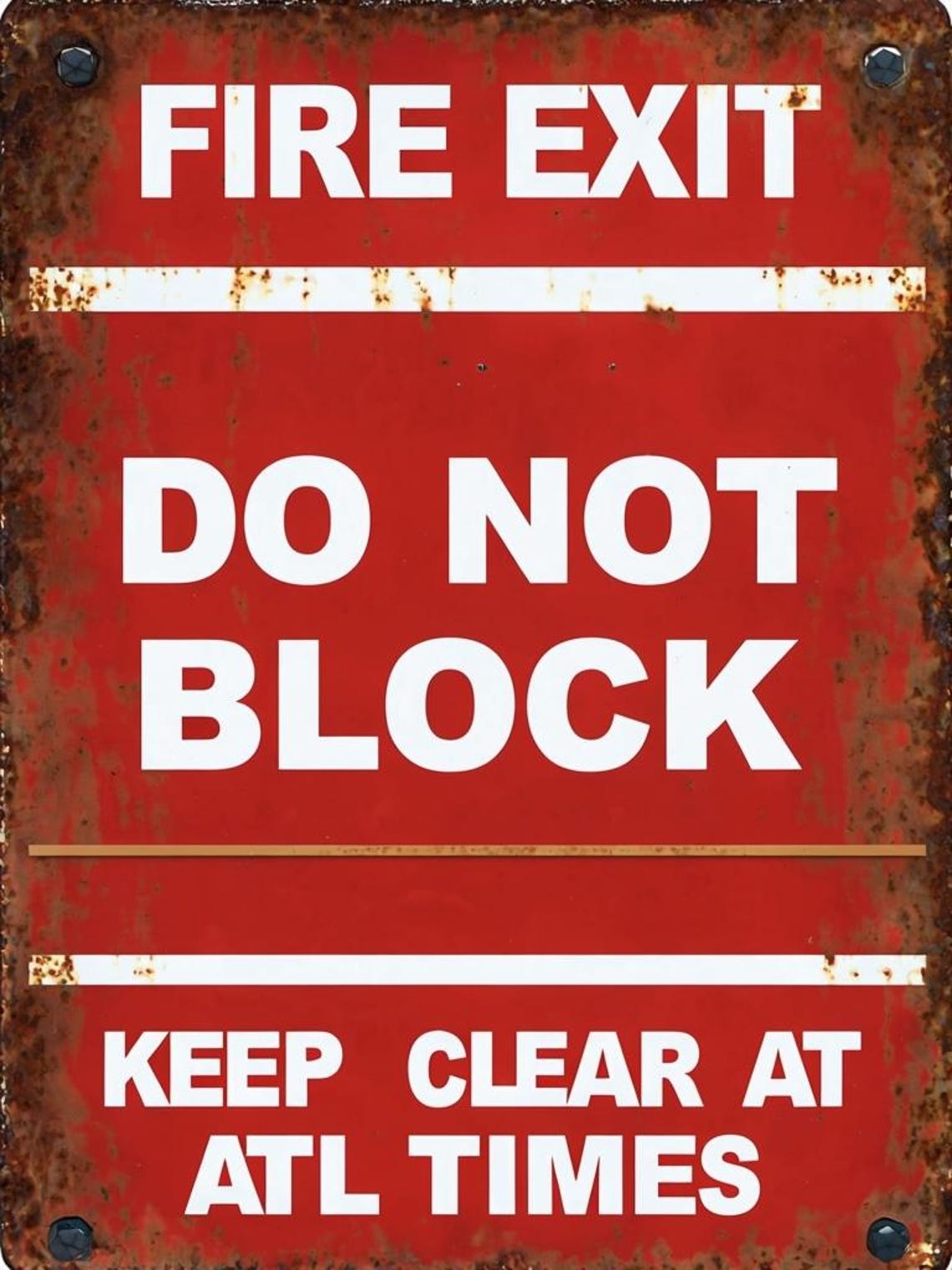 Vintage Fire Exit Do Not Block Sign, Fire Exit Plaque, Fire Exit Wall ...