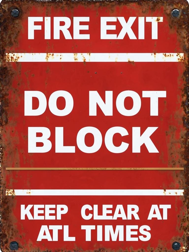 Vintage Fire Exit Do Not Block Sign, Fire Exit Plaque, Fire Exit Wall ...