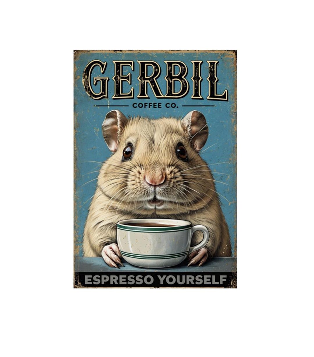 Gerbil Coffee Co Metal Sign, Gerbil Plaque, Gerbil Sign, Coffee Sign ...