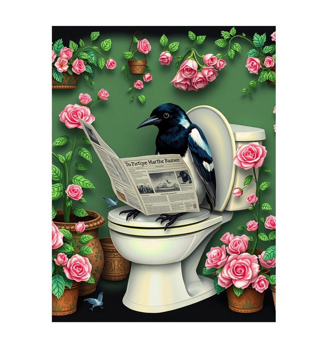 Magpie on the Toilet Metal Sign, Magpie Plaque, Magpie Sign - Etsy