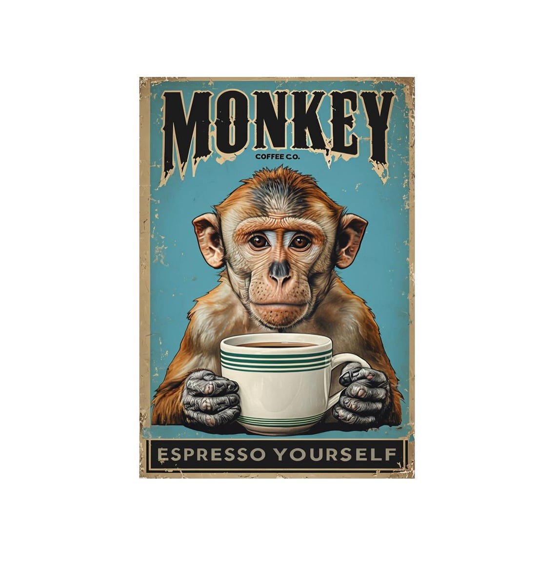 Monkey Coffee Co Metal Sign, Monkey Plaque, Coffee Sign, Coffee Plaque ...