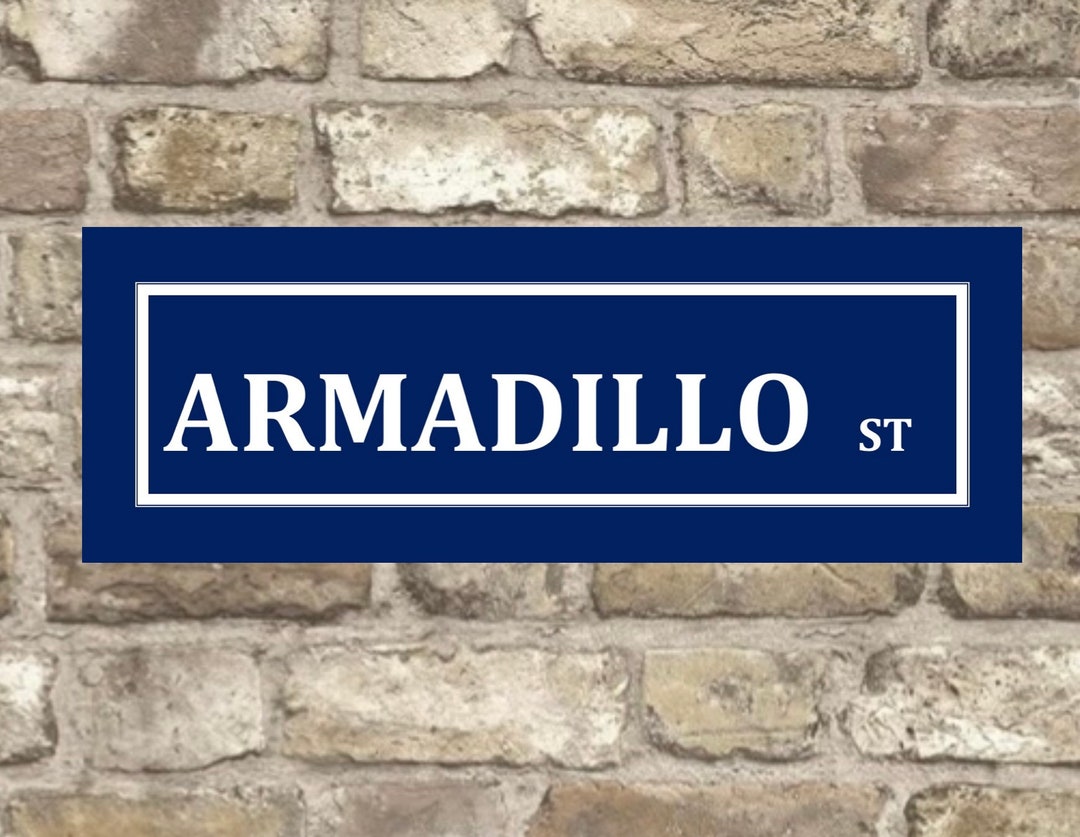 Armadillo Metal Street Sign , Armadillo Sign. Armadillo Plaque, Street ...