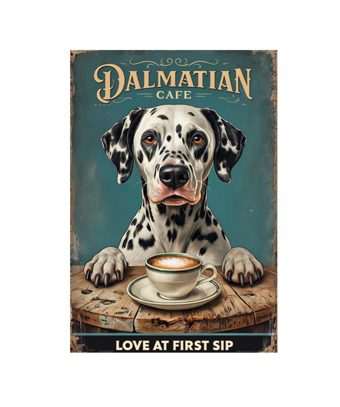 Dalmatian Cafe Metal Sign, Dalmatian Plaque, Dalmatian Sign, Coffee ...