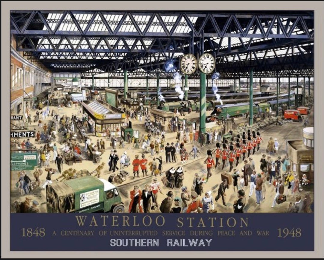 Vintage Waterloo Station Travel Sign, Travel Sign, Vintage Sign. Retro ...
