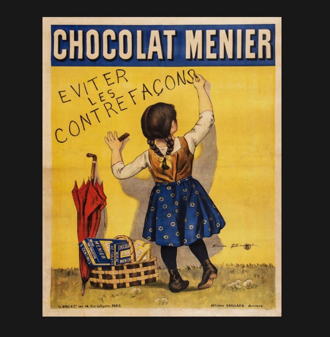 Vintage French Chocolate Sign, French Sign, Chocolate Sign. Retro Wall ...
