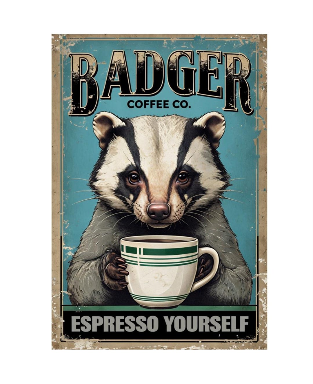 Badger Coffee Co Metal Sign, Badger Plaque, Coffee Sign, Coffee Plaque ...