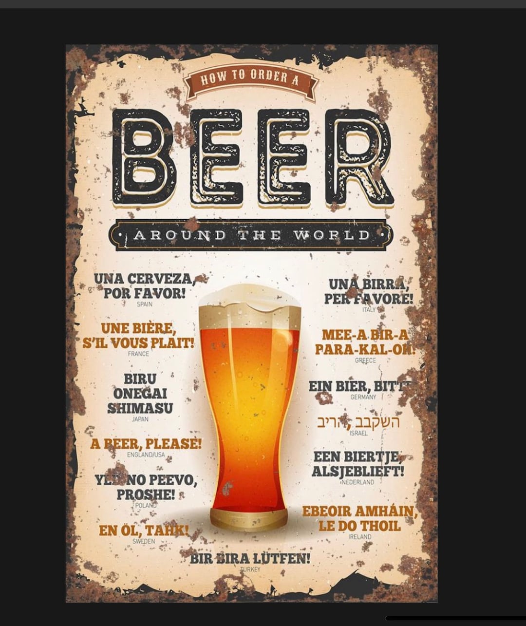 How to Order a Beer Retro Sign, Beer Sign. Retro Wall Sign, Wall Art ...