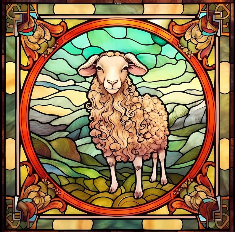 Sheep Faux Stained Glass Window Metal Plaque, Sheep Plaque, Sheep Sign ...