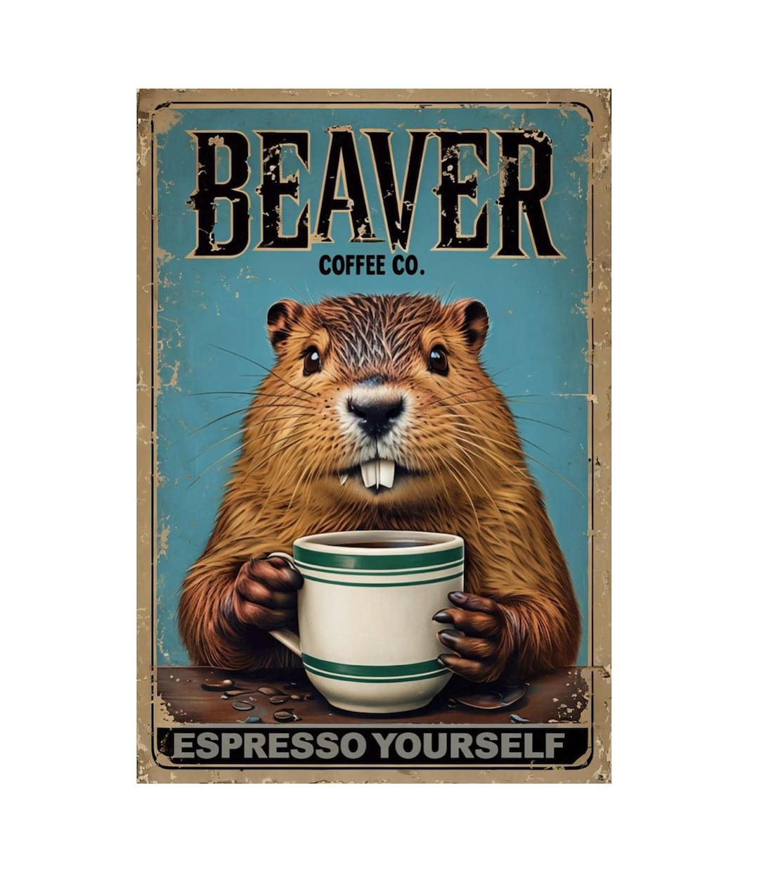 Beaver Coffee Co Metal Sign, Beaver Plaque, Coffee Sign, Coffee Plaque ...