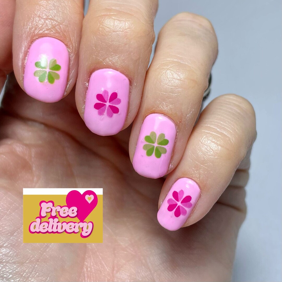 St. Patricks Day Nail Art Wasser Decals / Kleeblatt Nail Art / Rosa ...
