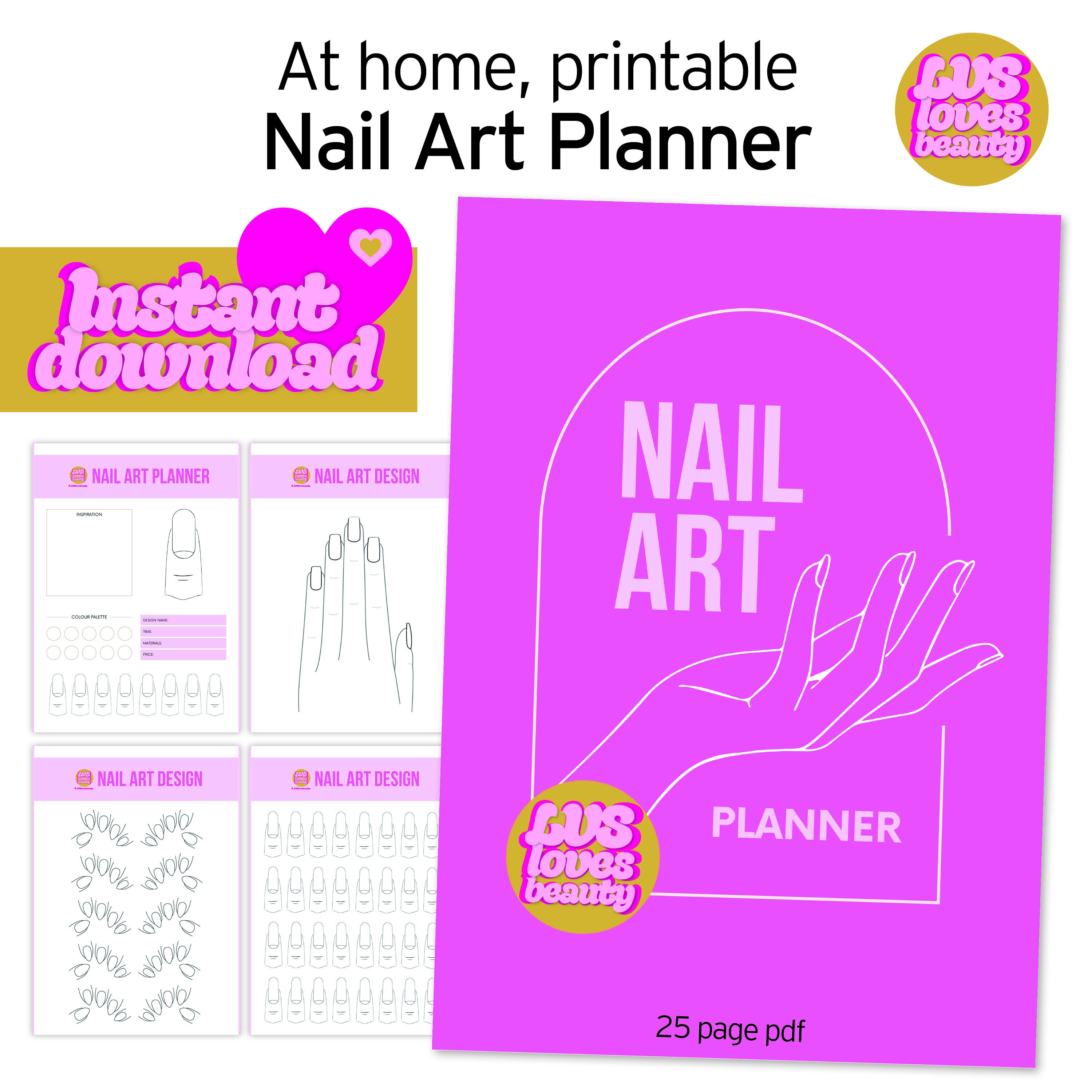 Nail Art Planner // Printable Nail Design and Practice - Etsy
