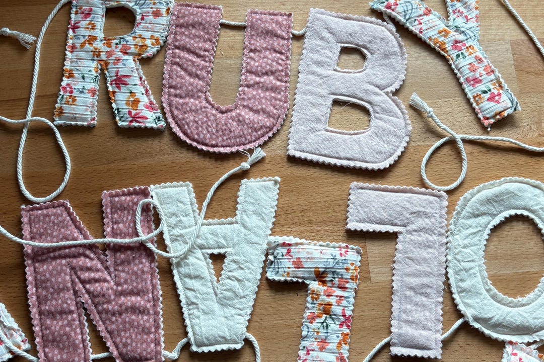 Custom Fabric Name Banner, Quilted Letter Garland, Nursery Decor - Etsy