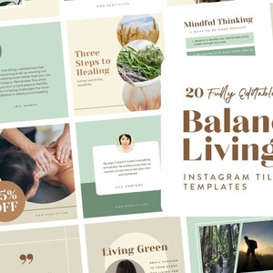 Balanced Living Instagram Templates | CANVA Editable Insta Feed Quotes ...