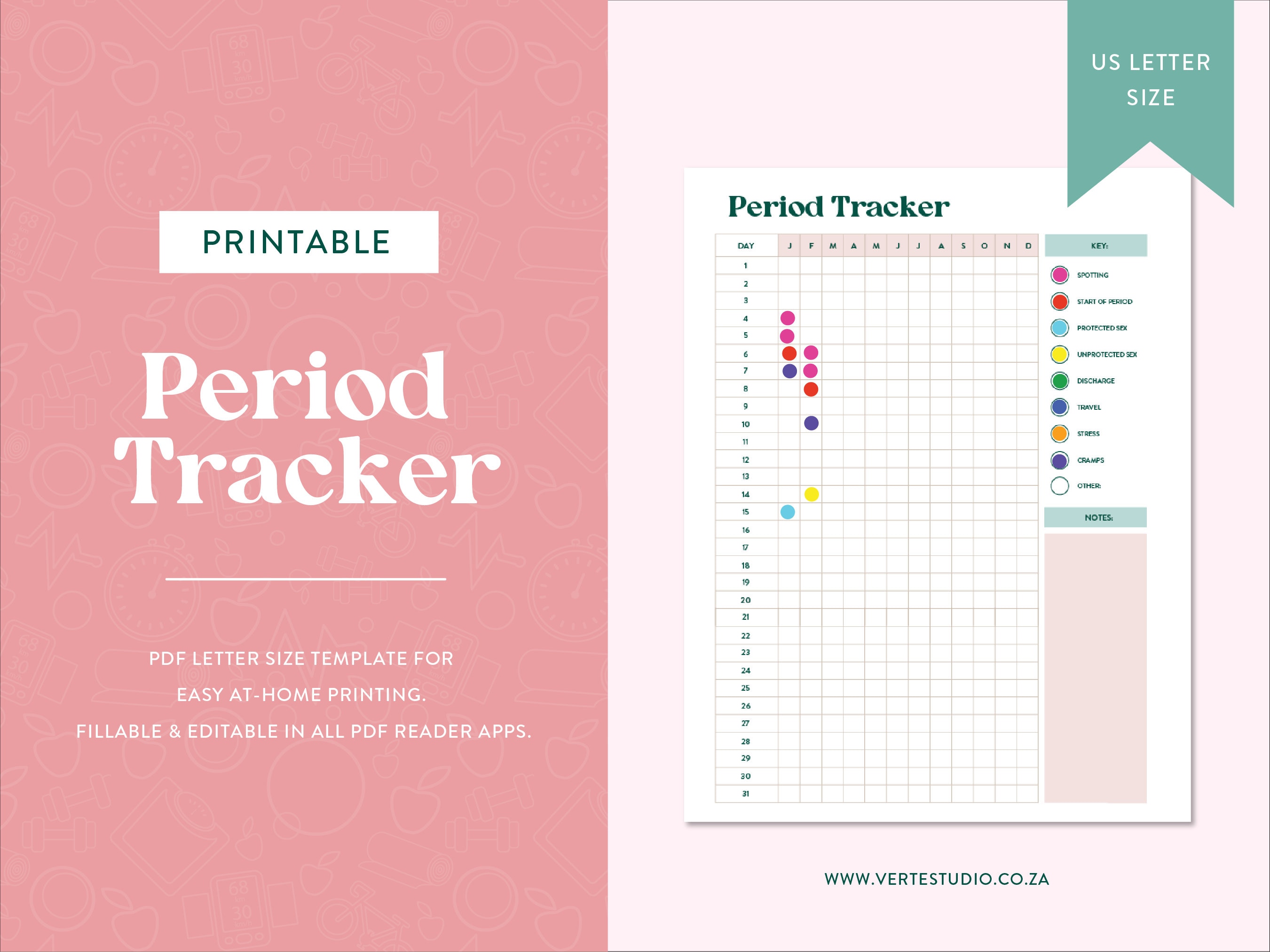Period Tracker | Printable & Fillable | One Page Print at Home Template ...