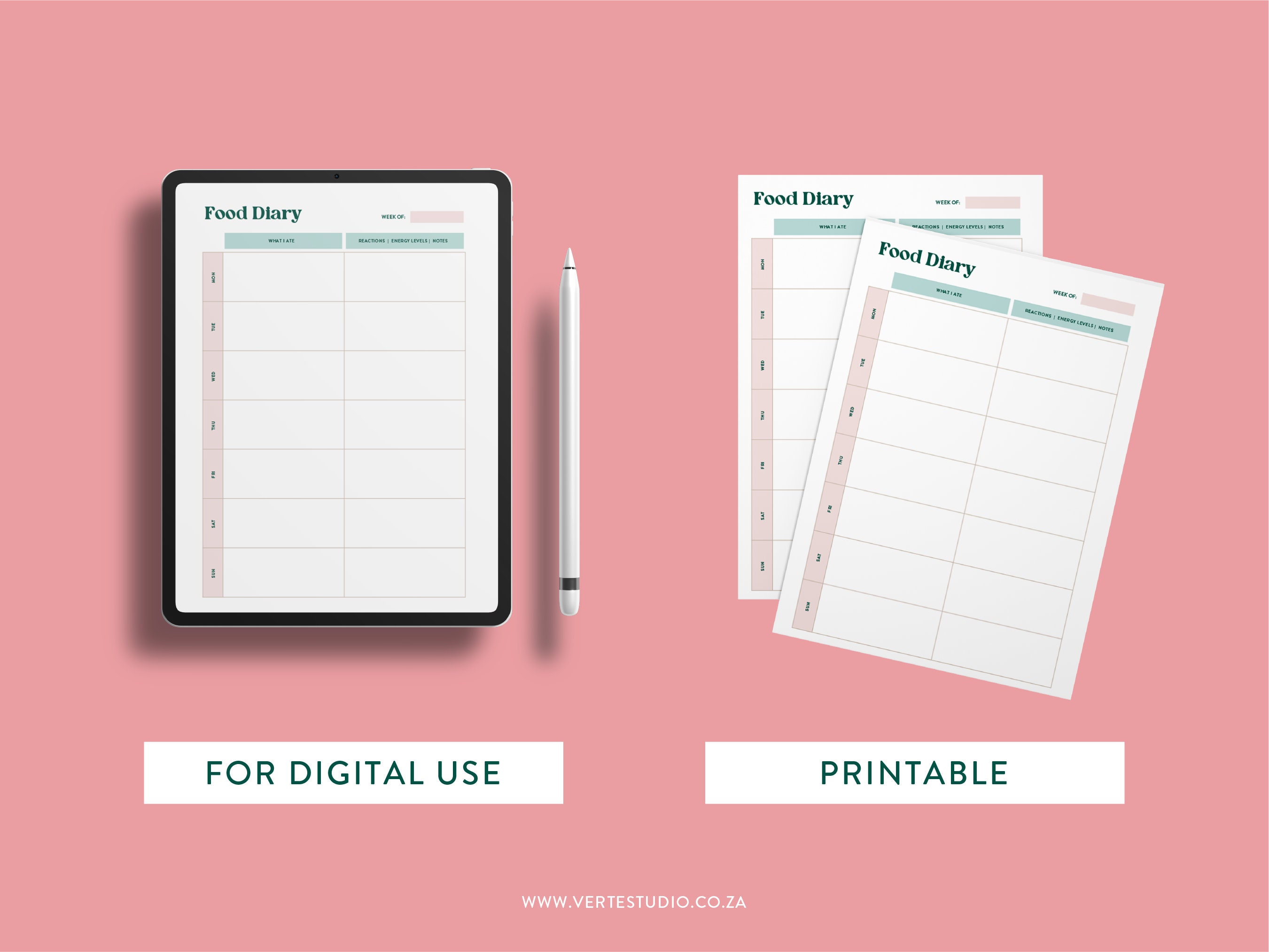 Food Diary Journal | Printable & Fillable | One Page Print at Home ...