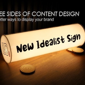 LED Brand Logo, Small Cylinder Shape Lightbox Sign, Warm Light, Retro ...