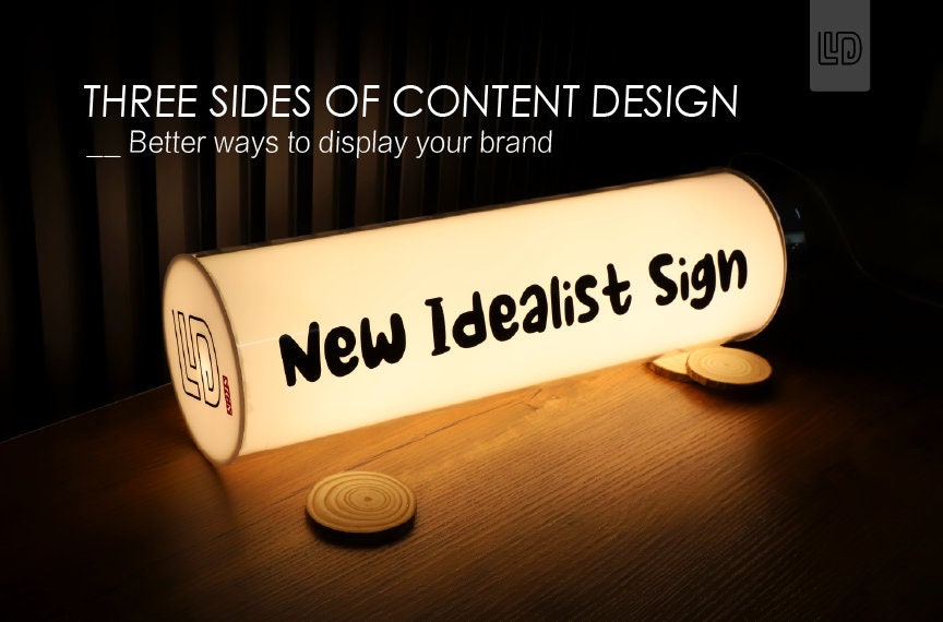 LED Brand Logo, Small Cylinder Shape Lightbox Sign, Warm Light, Retro ...