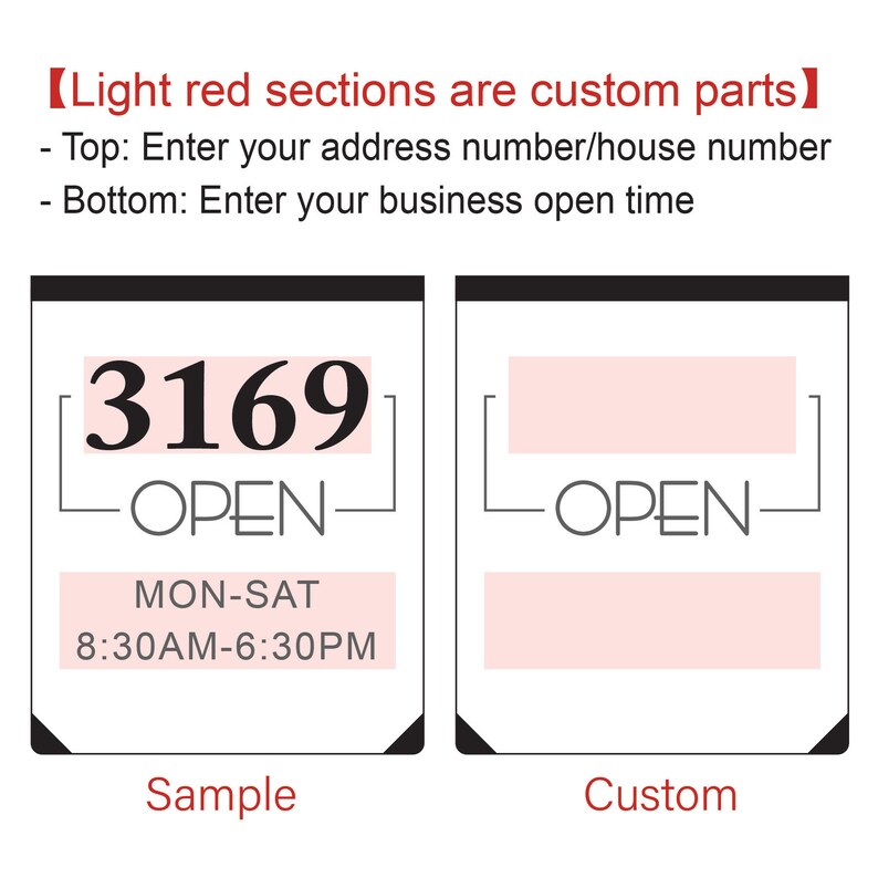 LED Business Hours Sign for Shop Open Sign With Light up Numbers, Metal ...