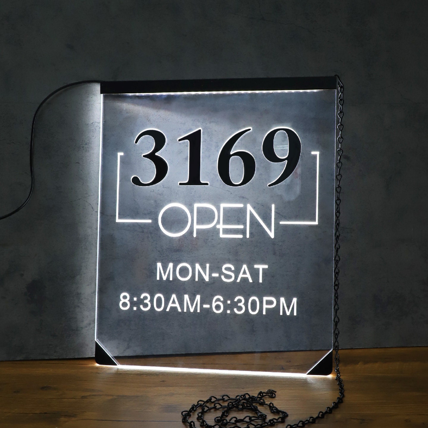 LED Business Hours Sign for Shop Open Sign With Light up Numbers, Metal ...