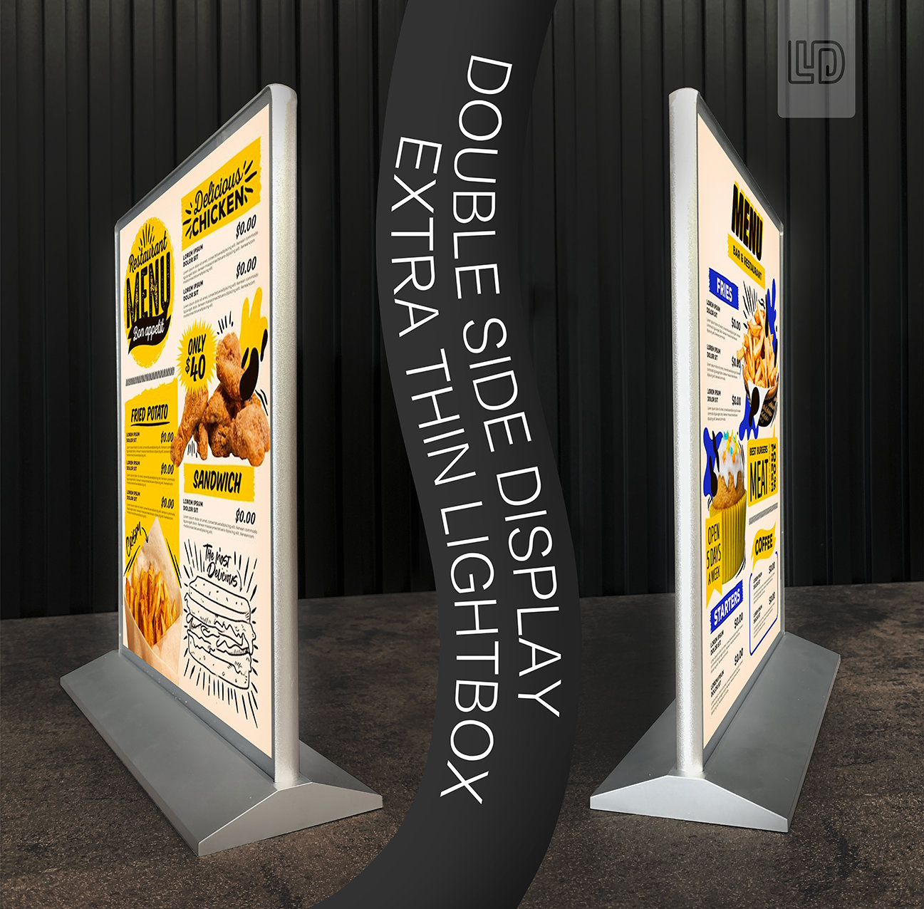 Double Sided Display Poster Lightbox, Silver Color, Modern Style - Etsy