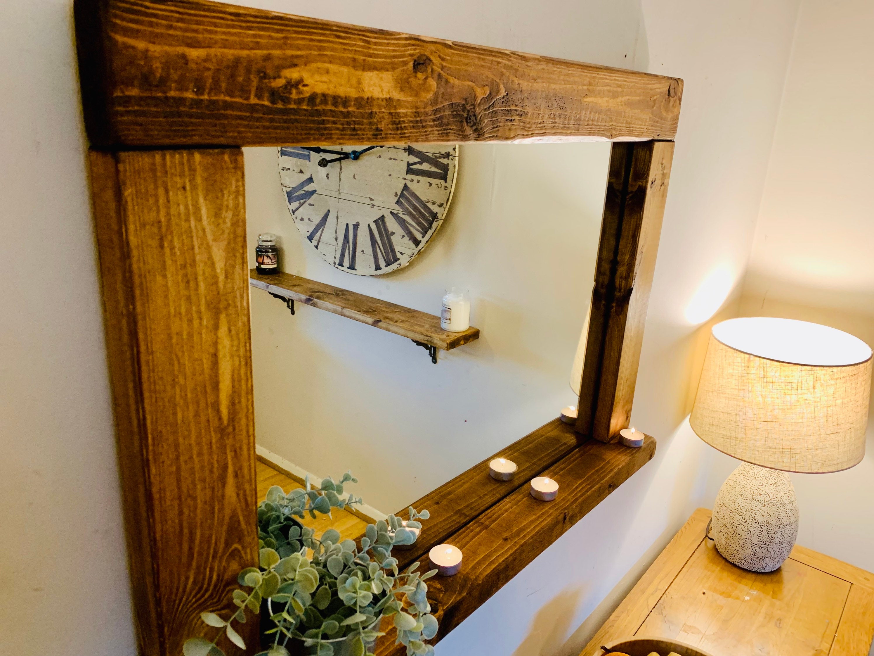Dark Wood Framed Mirror for sale | Only 3 left at -70%