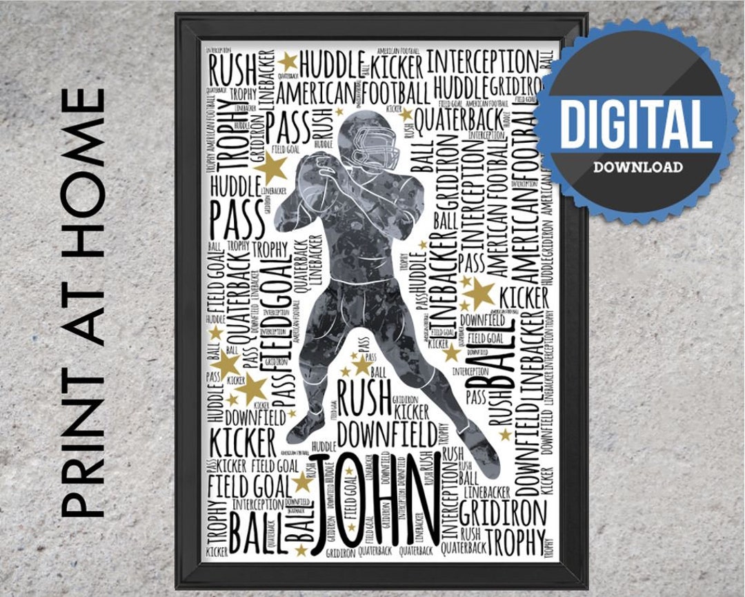 DIGITAL DOWNLOAD - Personalised American Football Word Art - Birthday ...