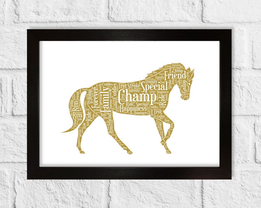 Personalised Custom Word Art Horse Print - Pony Rider, Riding Birthday ...