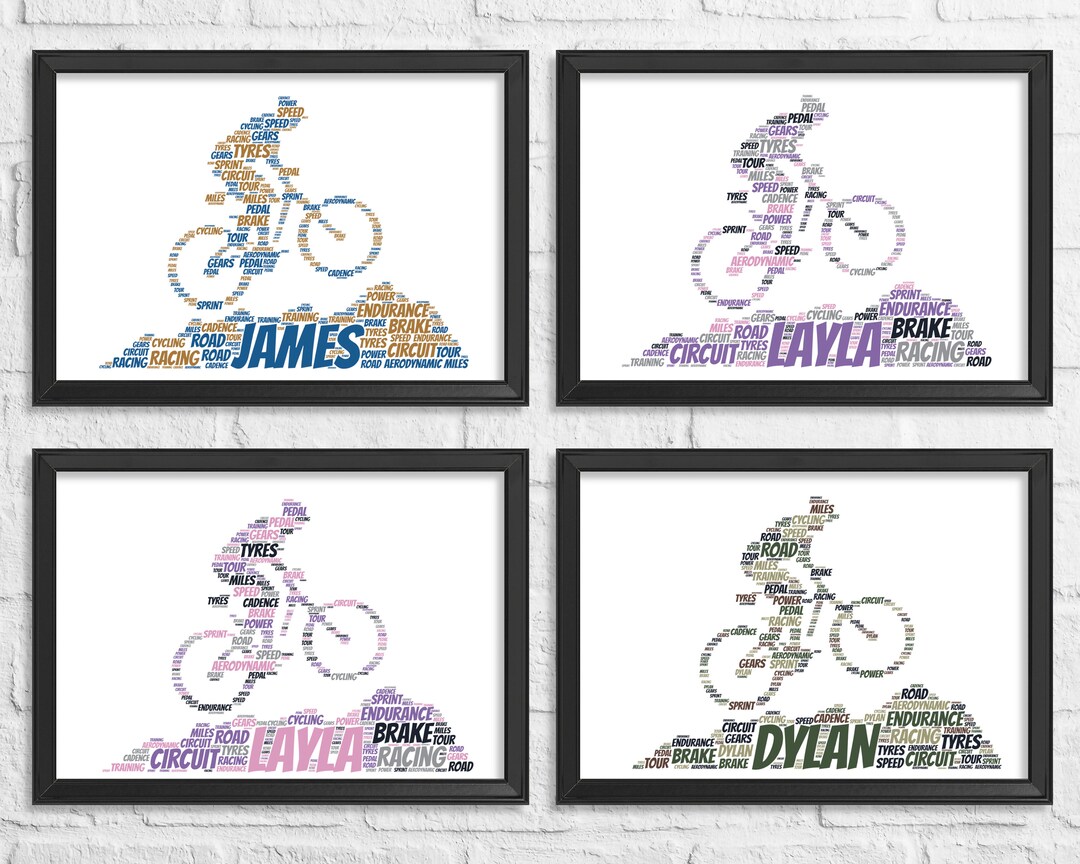 Personalised Mountain Bike Word Art Gift - Word Art Wall Print - MTB ...