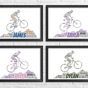 Personalised Mountain Bike Word Art Gift - Word Art Wall Print - MTB ...