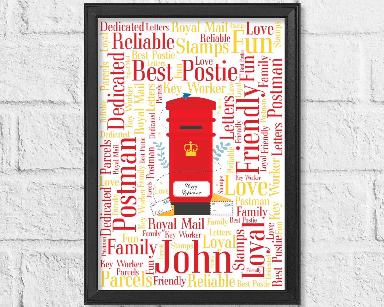 Personalised Postman Print Custom Word Wall Letterbox - Etsy UK