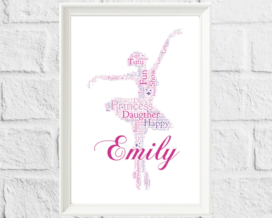 Personalised Word Art Ballet Dancer - Gift Print for Ballerina - Gifts ...