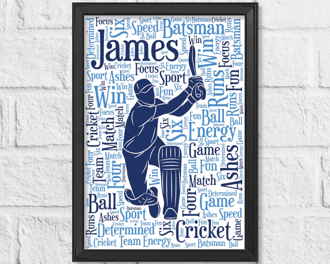 Personalised Cricket Word Art Gift Cricketer Wall Art Print for Cricket ...
