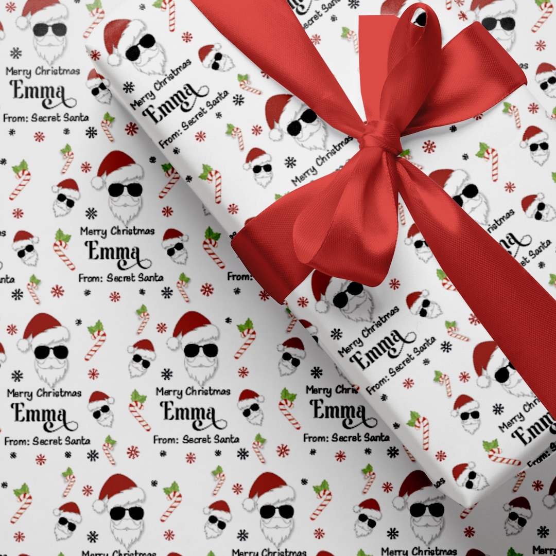 Secret Santa Christmas Wrapping Paper. Personalised A3 Thick Quality ...
