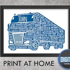 DIGITAL DOWNLOAD Personalised Lorry Truck Driver Word Art Gift ...