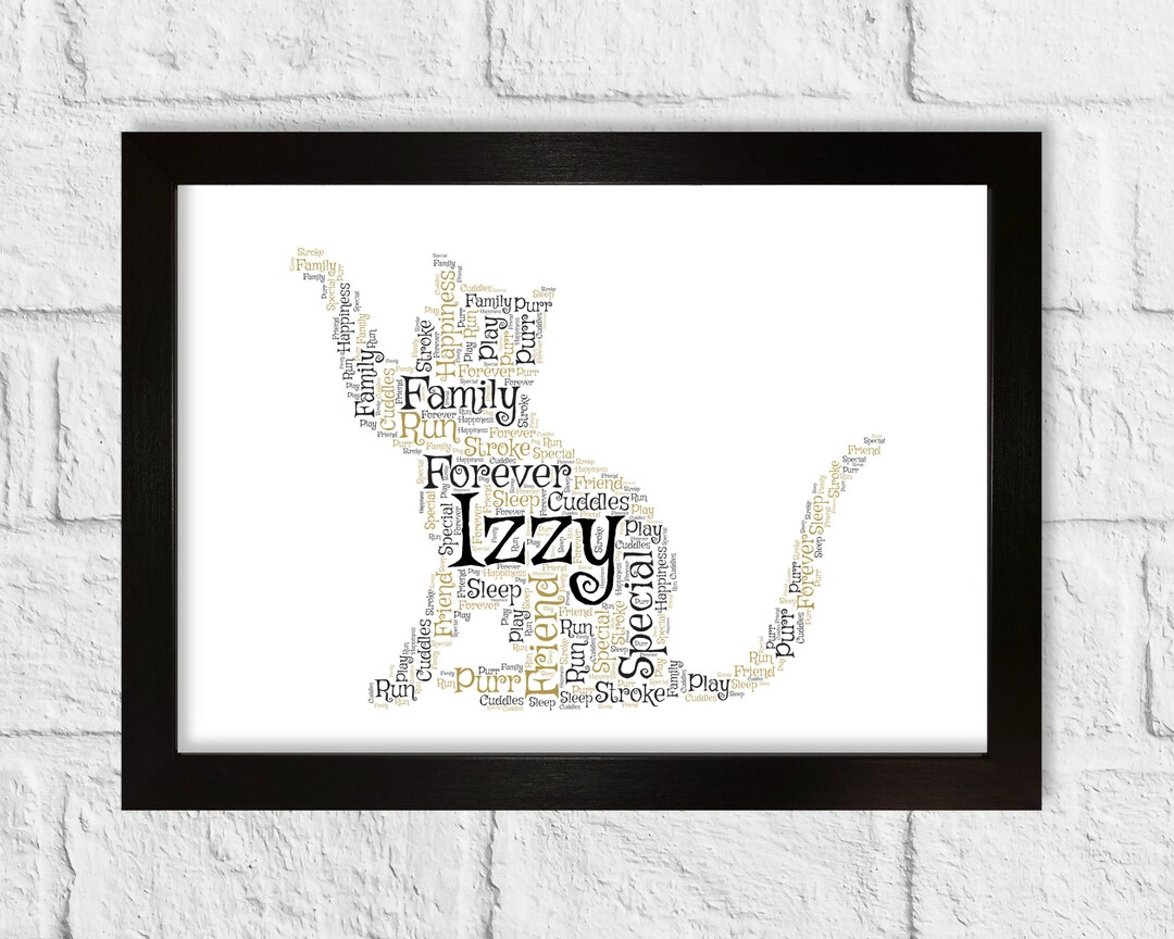 Personalised Cat Word Art Print Cat Animal Cat Lover Mum Birthday Cat ...