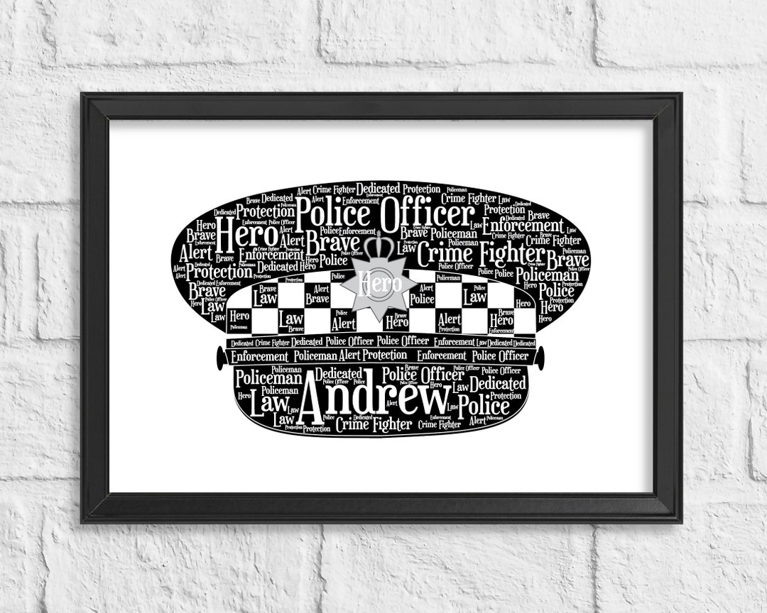 Personalised Police Officer Gifts - UK Policeman Hat Word Art Wall ...