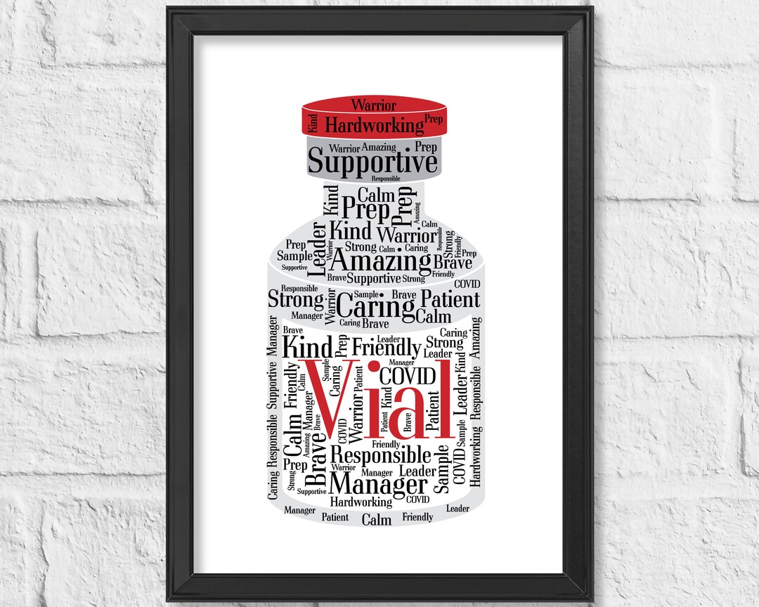 Personalised Vaccine Vial Print Custom Word Wall Art Graduation, NHS ...