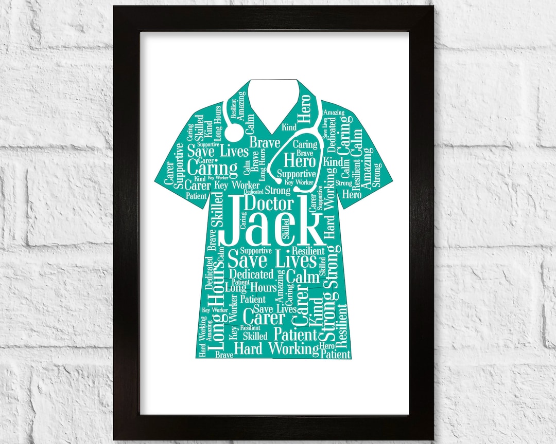 Personalised Scrub Print - Custom Word Wall Art - Graduation, NHS ...