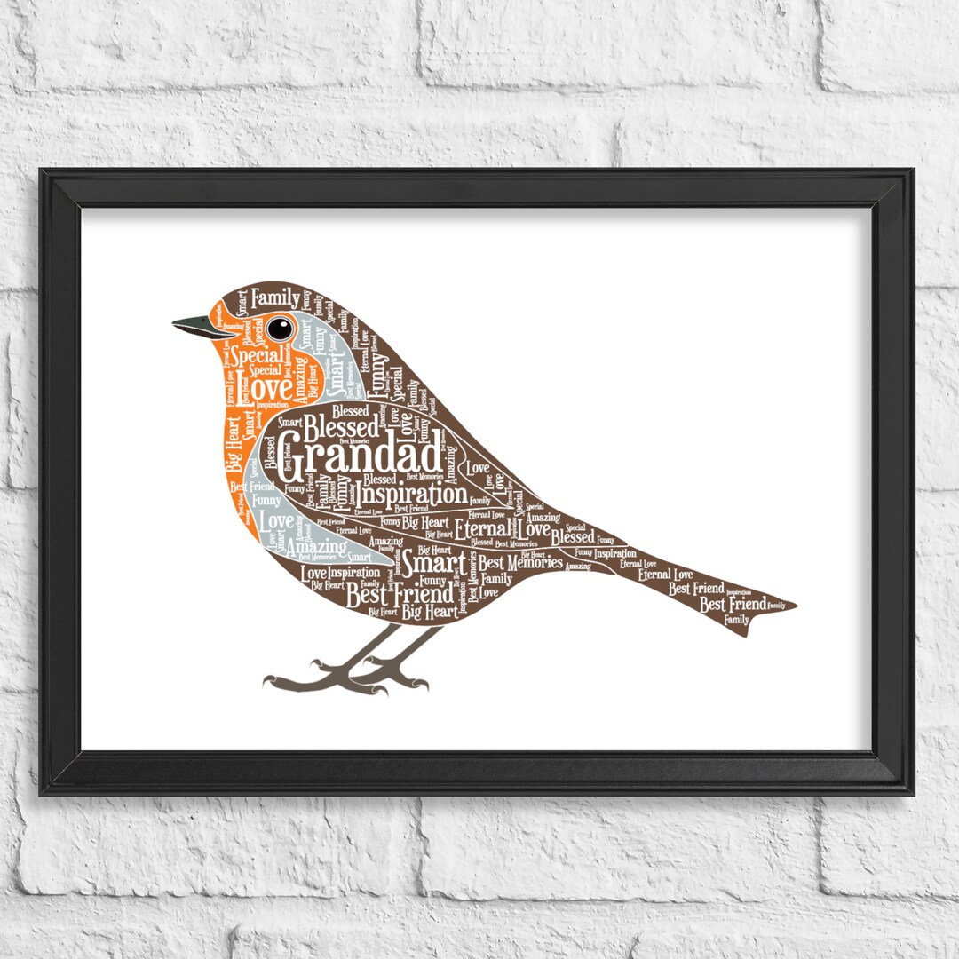 Personalised Robin Word Art Print - in Memory Of, Memorial, Family Gift ...