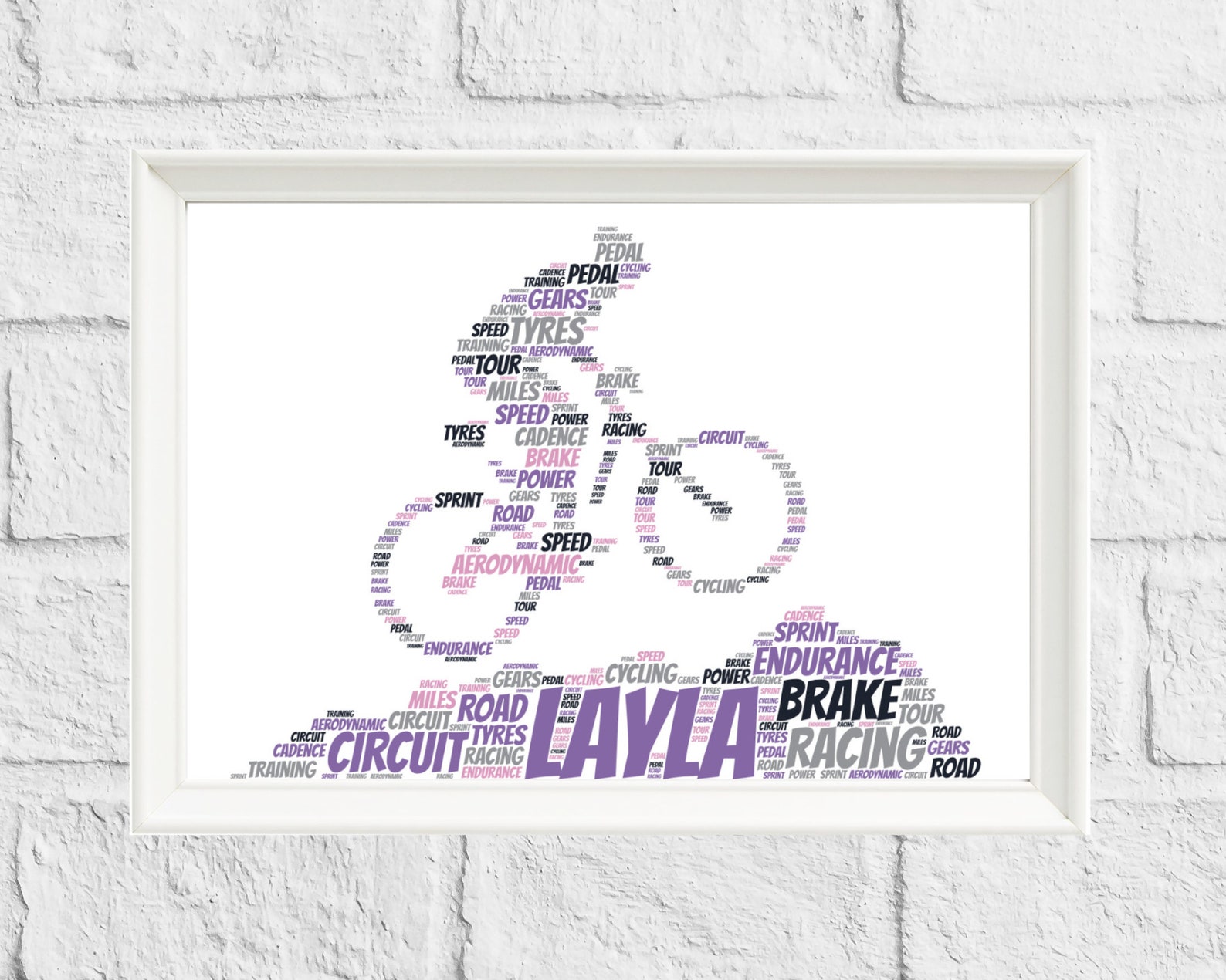 Personalised Mountain Bike Word Art Gift - Word Art Wall Print - MTB ...