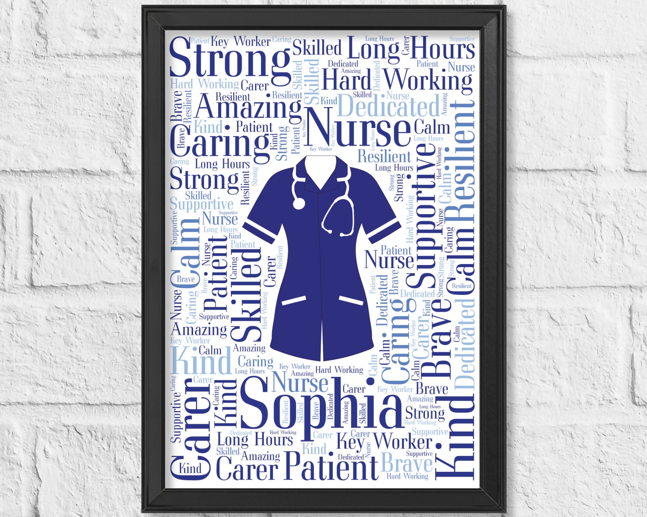 Personalised Nurse Print Custom Word Wall Art Graduation - Etsy