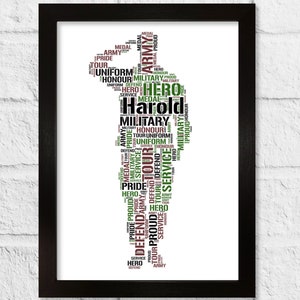 Personalised Army Soldier Gift Print Custom Word Wall Art | Etsy