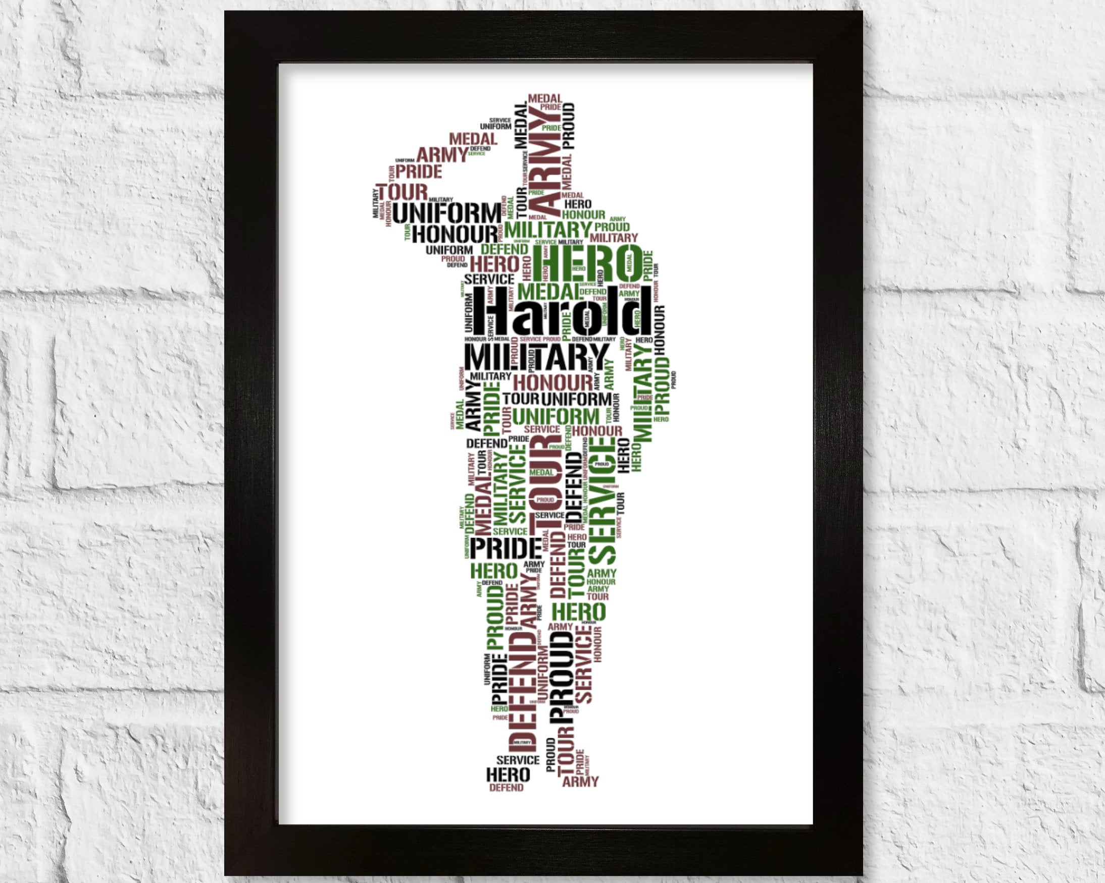 Personalised Army Soldier Gift Print Custom Word Wall Art - Etsy