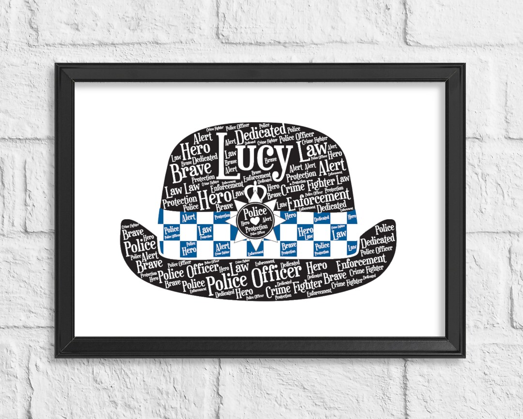 Personalised Police Hat Bowler Gift Print New Job, Christmas Police ...