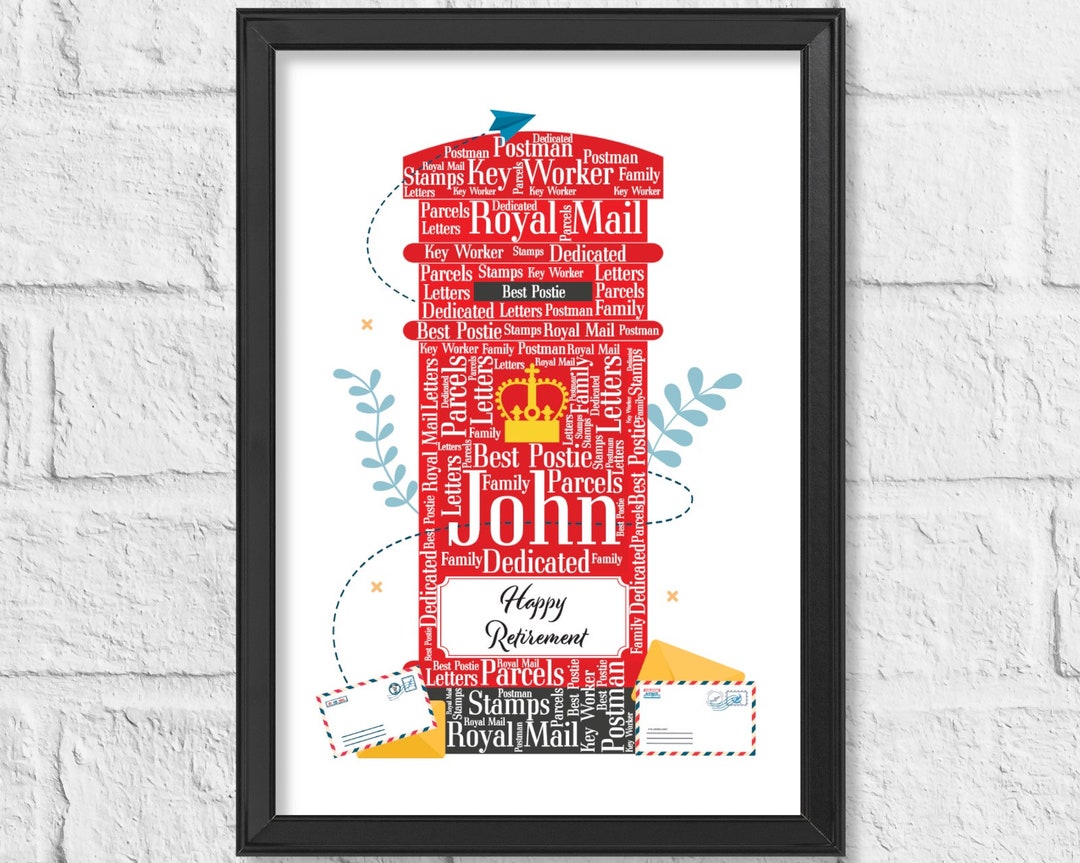 Personalised Postman Print - Custom Word Wall, Letterbox, Royal Mail ...