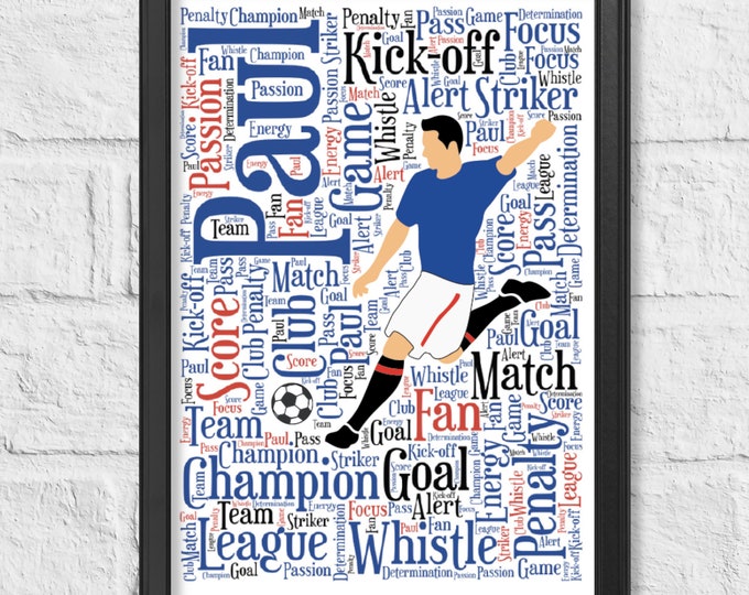 Football Word Art Print Personalised Football Print Typography Footy ...