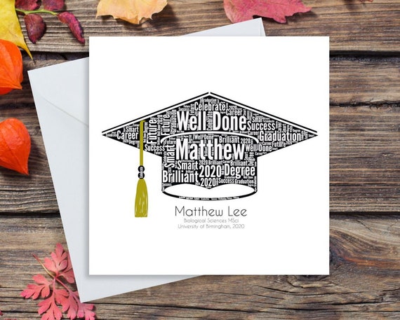 Personalised Graduation Card Word Art Graduation Card Grad | Etsy