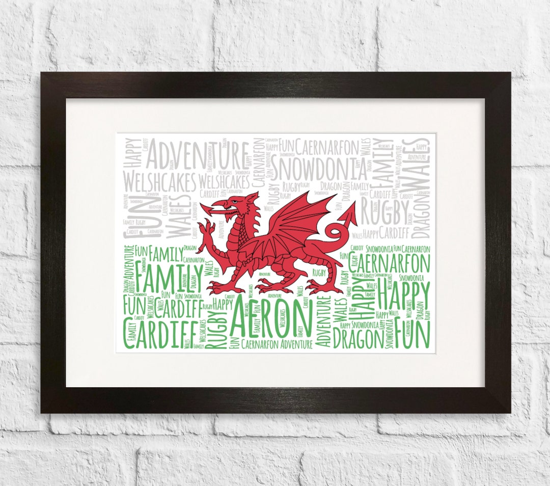 Personalised Welsh Flag Word Art - Patriotic Wales Present - Map ...